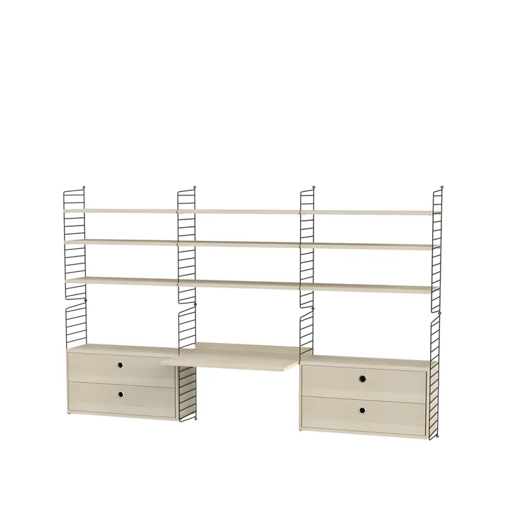 Köp Stringhylla kontor ask & svart - Kombination F från String ...