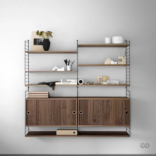 Köp Stringhylla vardagsrum valnöt & svart - Kombination I från String | Svenssons.se